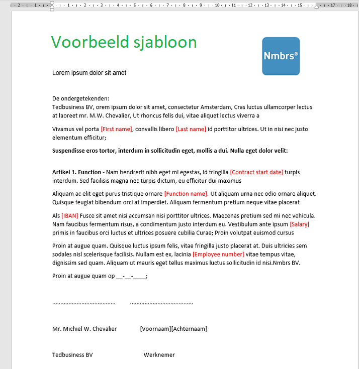 Document sjablonen maken in Word – Nmbrs Kennisbank